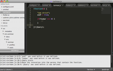 JSLint integration for Sublime Text 2
